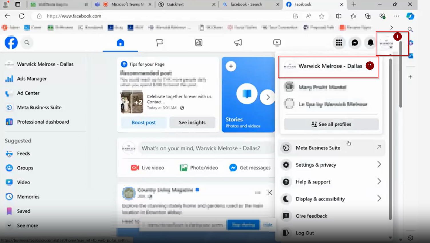 How to connect Facebook to Quicktext Dashboard?